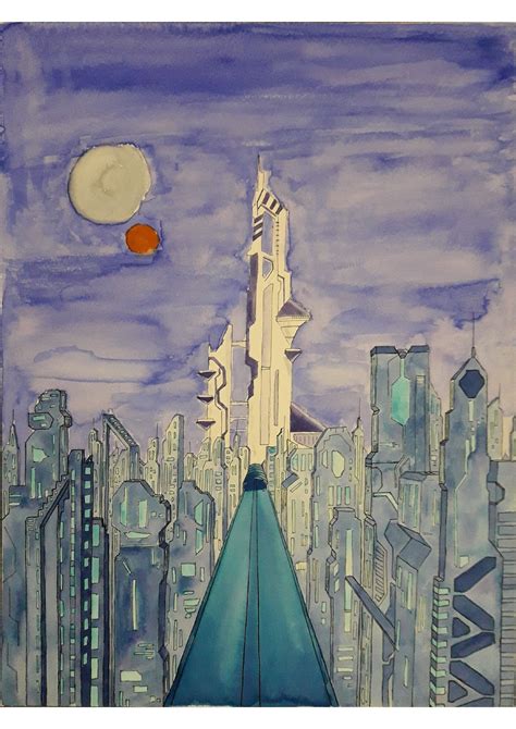 Artstation Planeptune By Night Ink And Watercolor