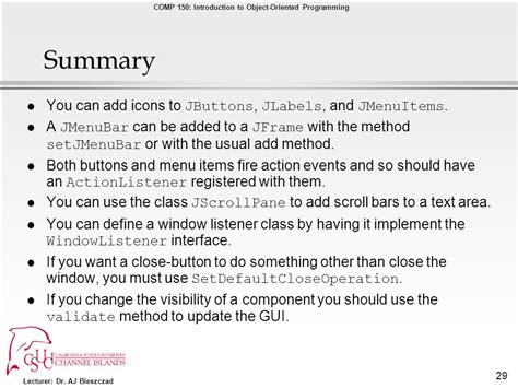 Comp 150 Introduction To Object Oriented Programming 1 Lecturer Dr