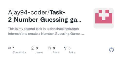 Github Ajay94 Codertask 2numberguessinggame This Is My Second Task In Technohacksedutech