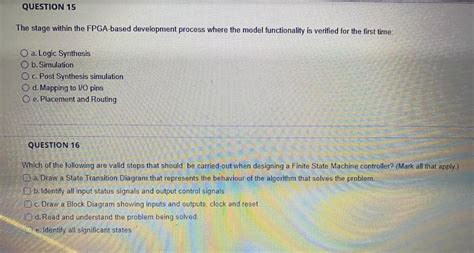 Solved Question 15 The Stage Within The Fpga Based