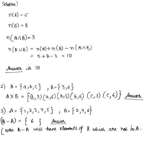 [solved] no solution needed 1 if set a contains 5 elements set b
