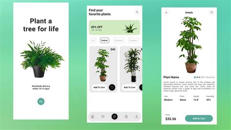 plant app ui design in flutter flutter ui design speed code youtube
