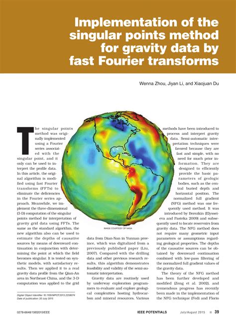 Pdf Implementation Of The Singular Points Method For Gravity Data By Fast Fourier Transforms