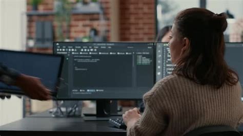 Software Developers Discussing About Source Code Compiling Discovers Errors And Asks The Rest Of