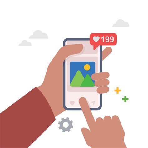 Hand Holding Smartphone With Social Media App Post On Social Network Illustration 11854345