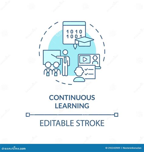 2d Blue Thin Linear Icon Continuous Learning Concept Stock Vector Illustration Of Isolated