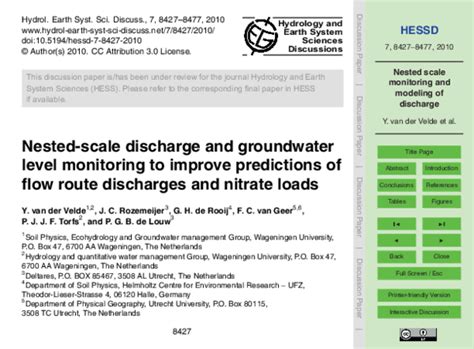 Pdf Nested Scale Discharge And Groundwater Level Monitoring To