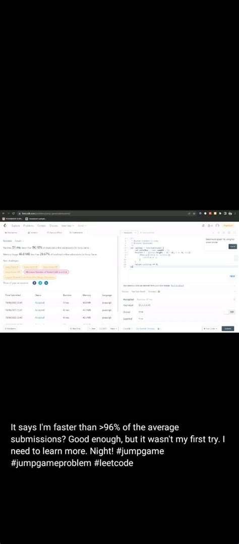 Putra Makatita On Linkedin Leetcode Jumpgame Javascript