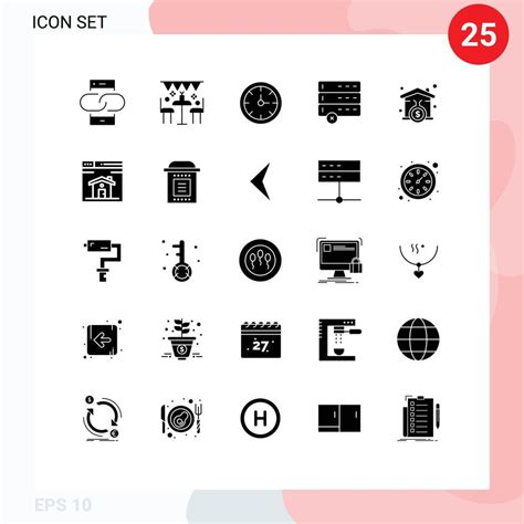 Stock Vector Icon Pack Of 25 Line Signs And Symbols For House Data