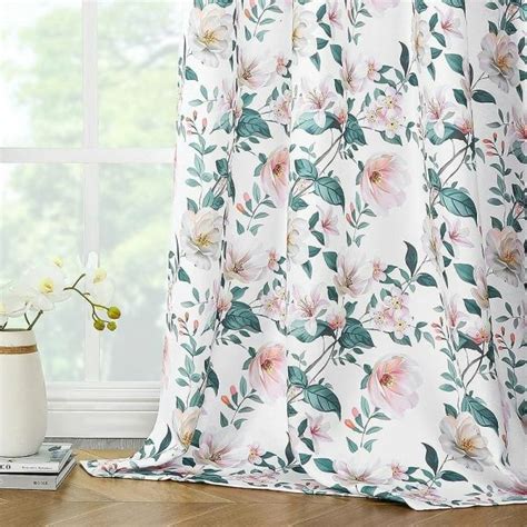 Joydeco 꽃무늬 커튼 2743cm108인치 침실 2개 패널 패턴 커튼 거실용 암막 패널 그로밋 티몬