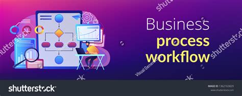 Analyst Working Laptop Automation Process Business Stock Vector