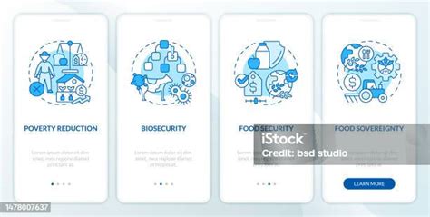 Agriculture Policy Concerns Blue Onboarding Mobile App Screen Stok Vektör Sanatı And Biyogüvenlik
