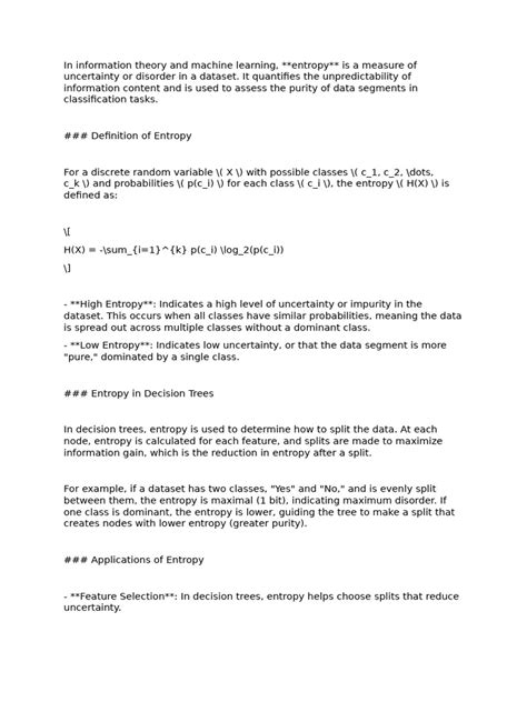 Entropy Measure Pdf Science And Mathematics Computers