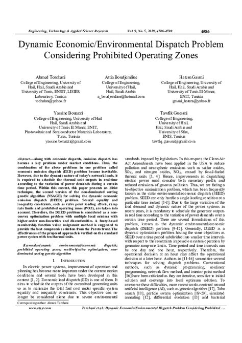 Pdf Dynamic Economicenvironmental Dispatch Problem Considering Prohibited Operating Zones