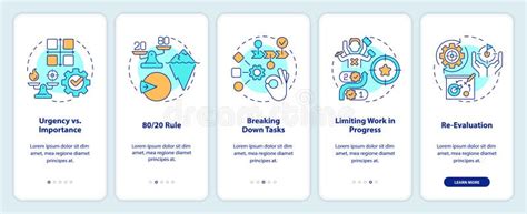 Prioritization Principles Onboarding Mobile App Screen Stock Vector
