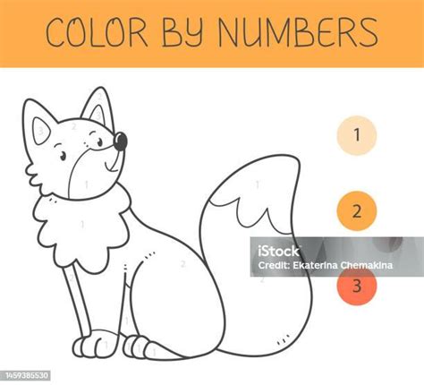 여우와 함께 아이들을위한 숫자 색칠 공부 책으로 색칠하십시오 귀여운 만화 여우가 있는 색칠 공부 페이지 흑백 흑백 0명에 대한 스톡 벡터 아트 및 기타 이미지 Istock