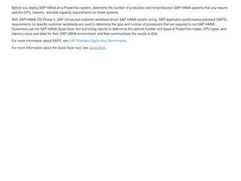 Sap Hana Sizing Considerations Sap Hana Deployments On Dell Powerflex Hyperconverged
