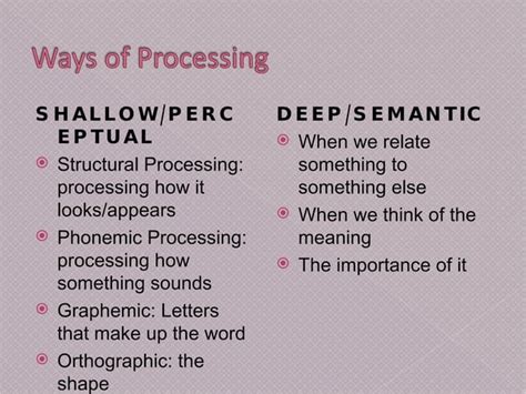 Psych Levels Of Processing Model Of Memory Ppt Science