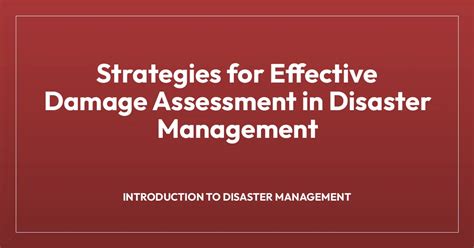 Strategies For Effective Damage Assessment In Disaster Management