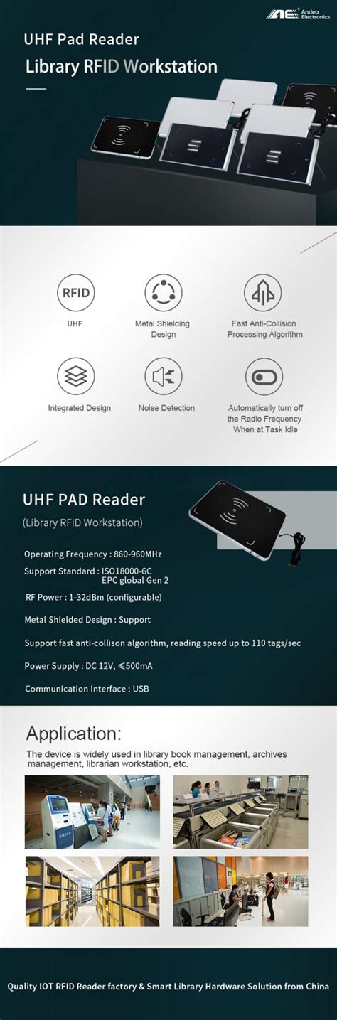 RFID UHF EPC Global Gen ISO C Anti Metal And Anti Collision Pad Reader For Archives