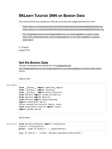 Sklearn Tutorial Dnn On Boston Data Pdf Deep Learning Artificial