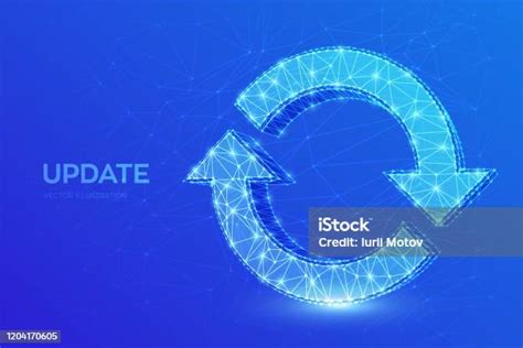 업데이트 또는 동기화 아이콘입니다 낮은 폴리 추상 업데이트 또는 동기화 기호입니다 처리 개념입니다 새로 고침 재활용 재로드와