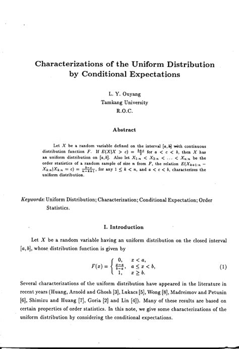 Pdf Characterisations Of The Uniform Distribution By Conditional