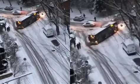 ვიდეო ვარკეთილში მგზავრებით სავსე ავტობუსი მოცურდა რა ხდება ამ წუთებში ხომლელის ქუჩაზე