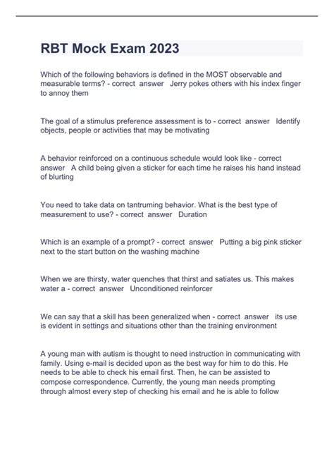 Rbt Mock Exam 2023 2024 Questions With Complete Solution Rbt Stuvia Us