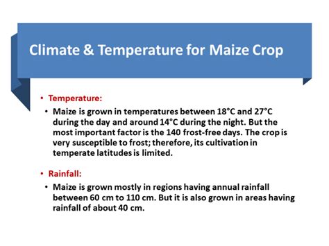 Climate And Temperature For Maize Crop