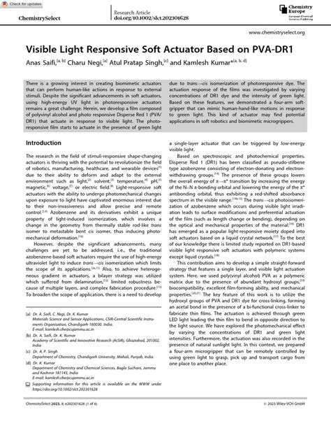 Visible Light Responsive Soft Actuator Based On Pva‐dr1 Pdf