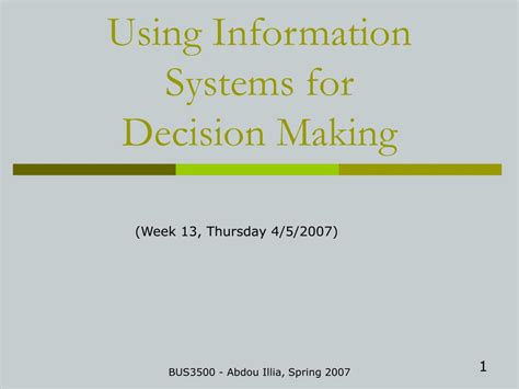 PPT Using Information Systems For Decision Making PowerPoint Presentation ID