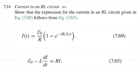 Solved Current In An RL Circuit Show That The Chegg Com