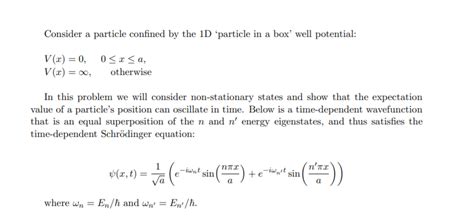 Consider A Particle Confined By The 1d Particle In A