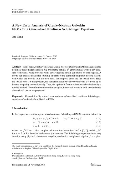 Pdf A New Error Analysis Of Crank Nicolson Galerkin Fems For A