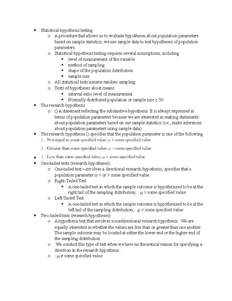 Stats Chap Statistical Hypothesis Testing Statistical Hypothesis TestingThe Research Studocu