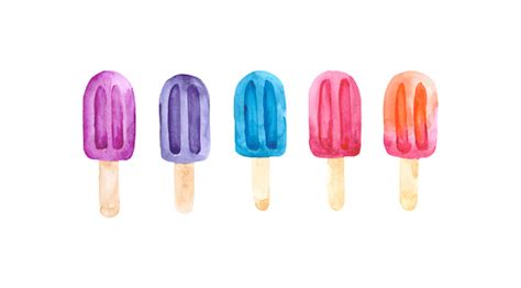 흰색 배경에 막대기에 과일 아이스크림 컬렉션 음식과 디저트에 관한 엽서 메뉴 및 포스터를 장식하기위한 수채화 그림 Popsicle Stick에 대한 스톡 벡터 아트 및 기타