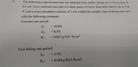 2 the following experimental data was obtained from
