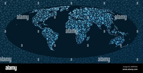 Internet And Global Connections Map Bromley Projection World Network Modern Connections Map