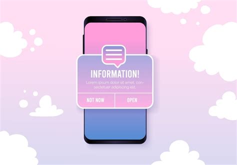 웹 디자인 모바일 템플릿에 대한 알림 정보 메시지 스마트폰 경고 또는 메시지 인터페이스 프리미엄 벡터