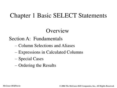 ppt chapter 1 basic select statements powerpoint presentation free