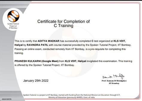 Aditya Wadkar On Linkedin Cprogramming Iitbombay Spokentutorial