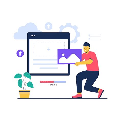Ilustração Do Conceito De Tecnologia De Upload De Imagem Vetor Premium