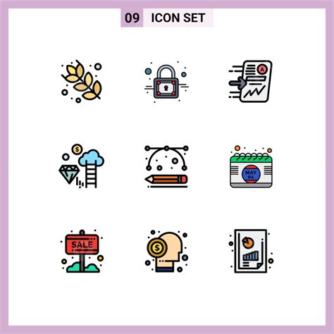 9 Thematic Vector Filledline Flat Colors And Editable Symbols Of