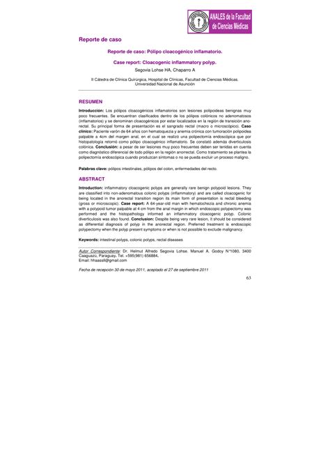 Pdf Case Report Cloacogenic Inflammatory Polyp