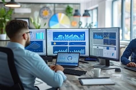 Digital Marketers Analyzing Data Trends In A Hightech Office With