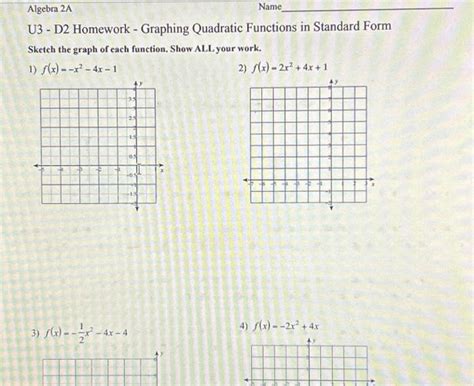 Solved U D Homework Graphing Quadratic Functions In Chegg