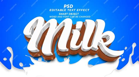 배경이 있는 우유 3d Psd 편집 가능한 텍스트 효과 포토샵 템플릿 프리미엄 Psd 파일