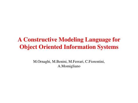 Ppt A Constructive Modeling Language For Object Oriented Information