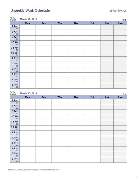 Work Schedule Spreadsheet Template